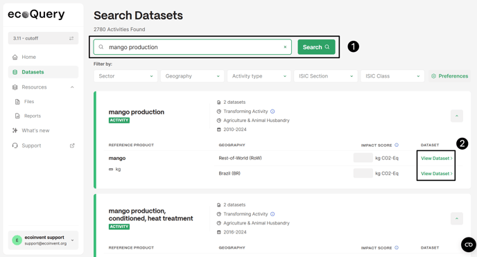 Viewing Datasets in ecoQuery